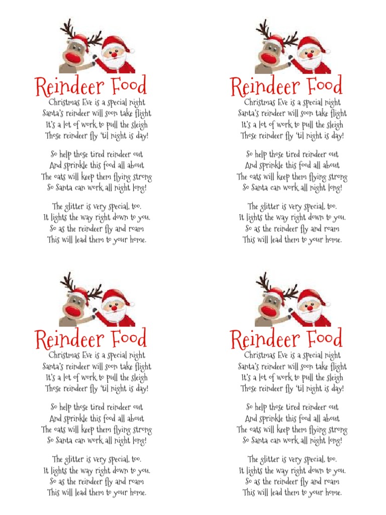 Reindeer Food Poem for Christmas Eve | PDF | Cooking, Food & Wine