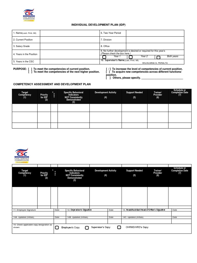 Sample IDP 2 | Competence (Human Resources) | Learning