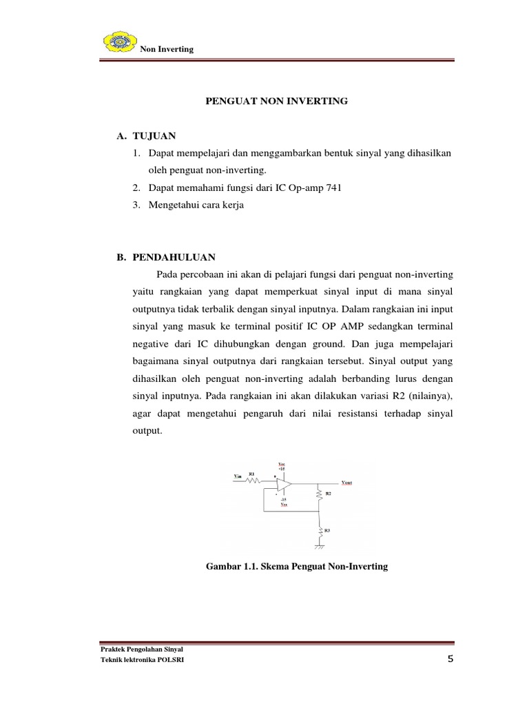 Penguat Non Inverting | PDF | Metode & Bahan Ajar | Sains & Matematika