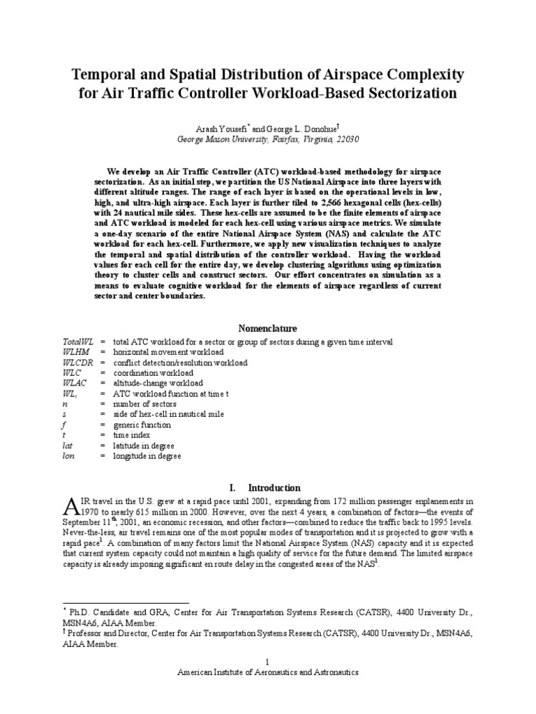 Temporal and Spatial Distribution of Airspace Complexity For Air Traffic Controller Workload ...