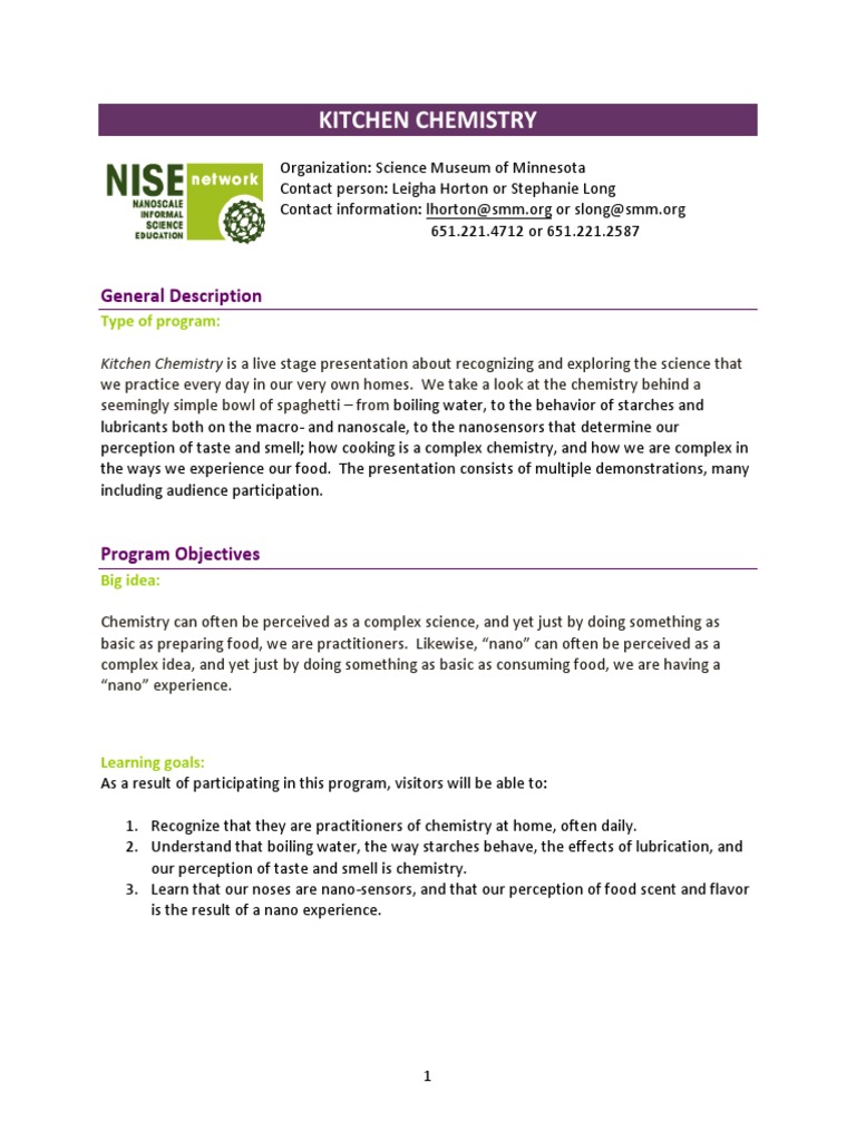 The Chemistry of Cooking: Exploring the Molecular and Nanoscale Science ...