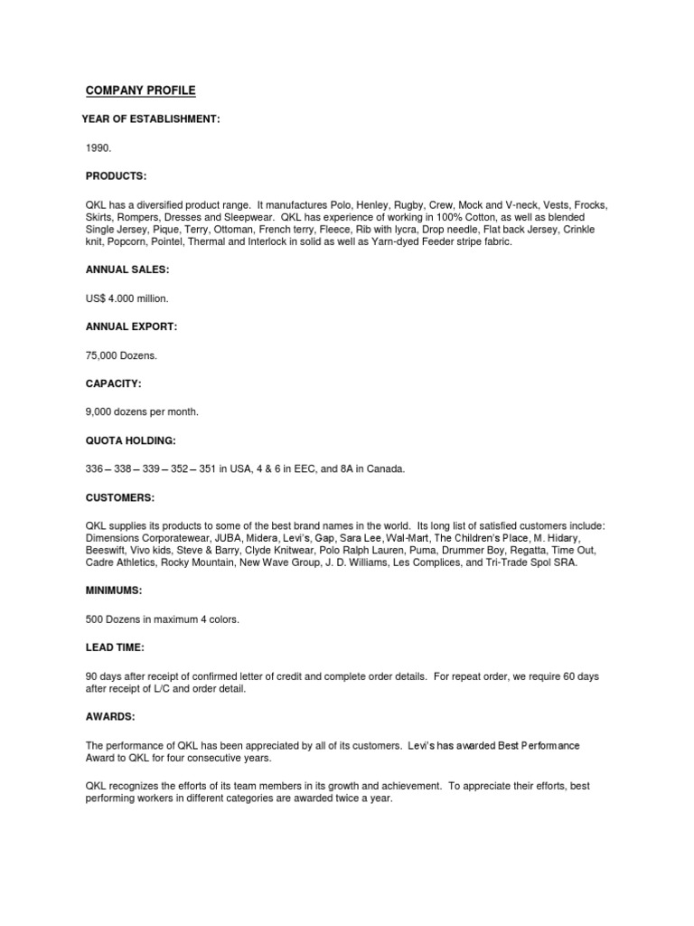 Company Profile: Year of Establishment | PDF | Debits And Credits ...