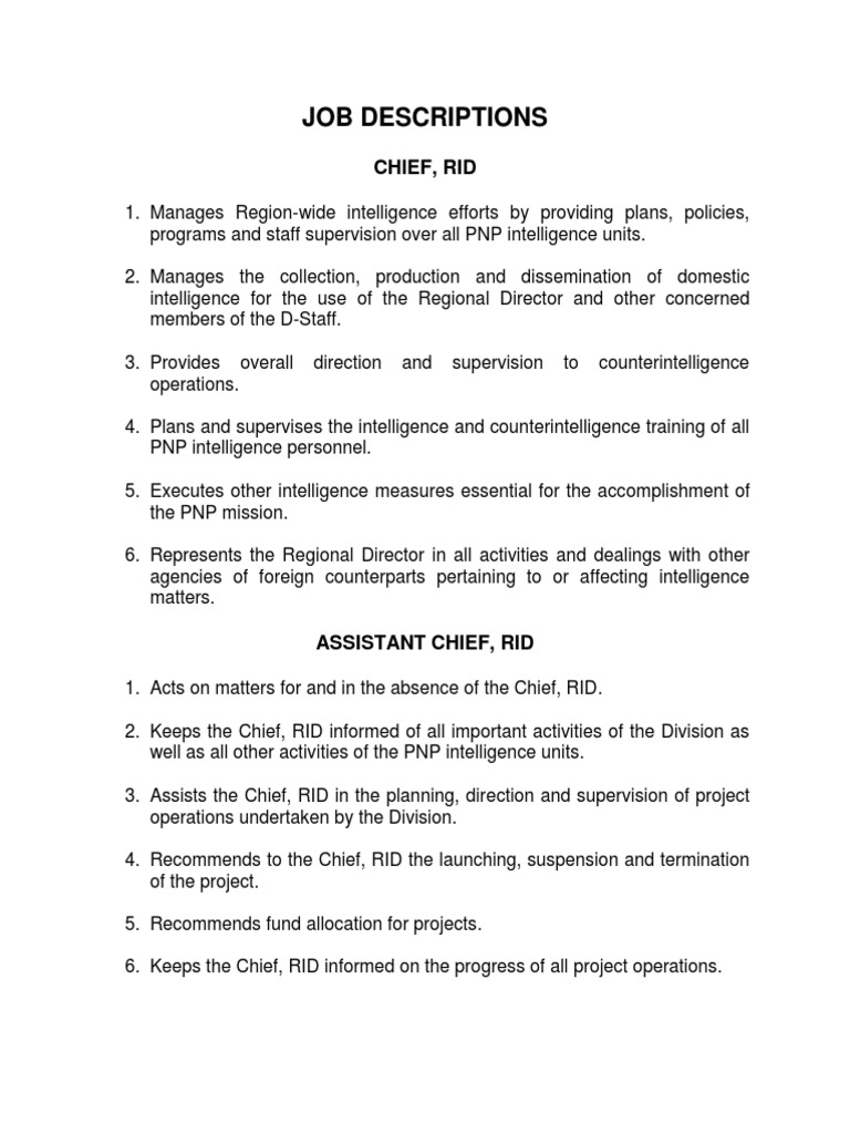 Job Descriptions | PDF | Counterintelligence | Security Clearance