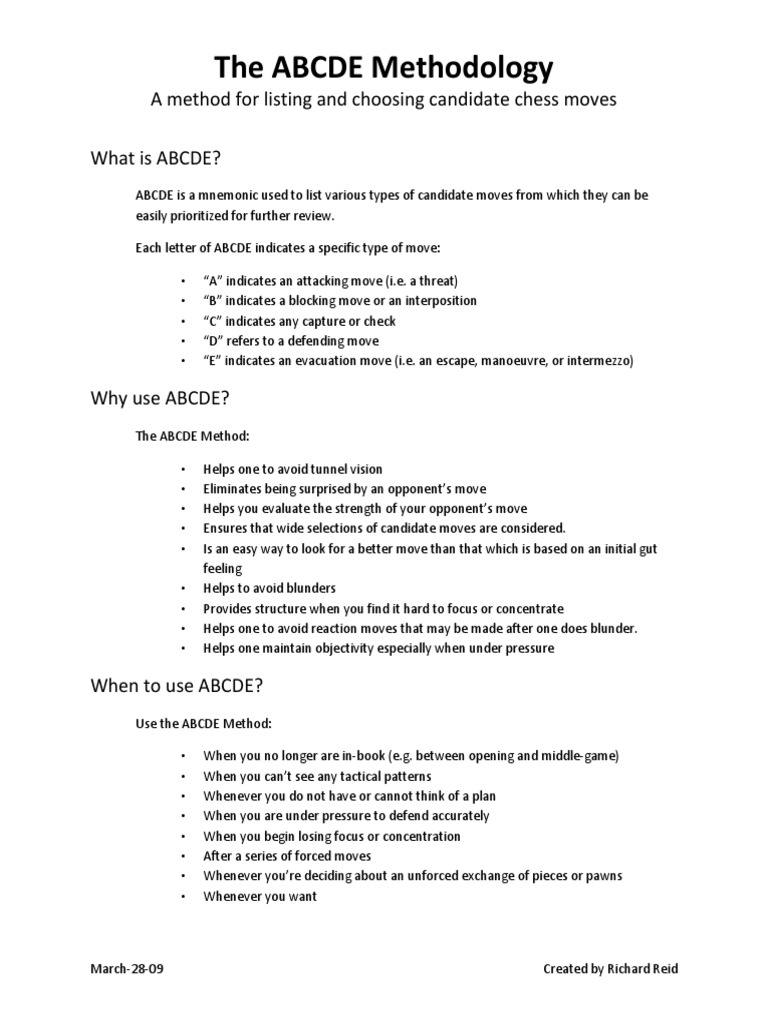 The ABCDE Method: Chess Moves in 40 Characters | PDF | Board Games ...