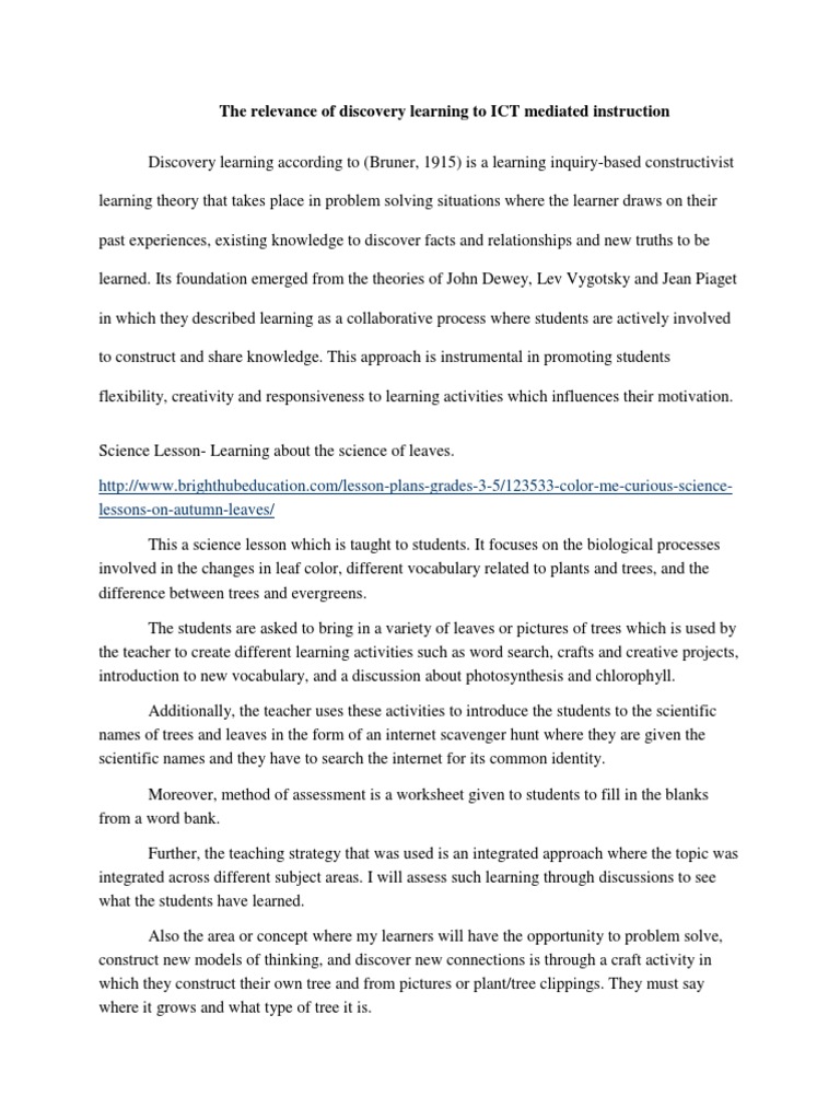 The Relevance of Discovery Learning To Ict Mediated Instruction | PDF ...
