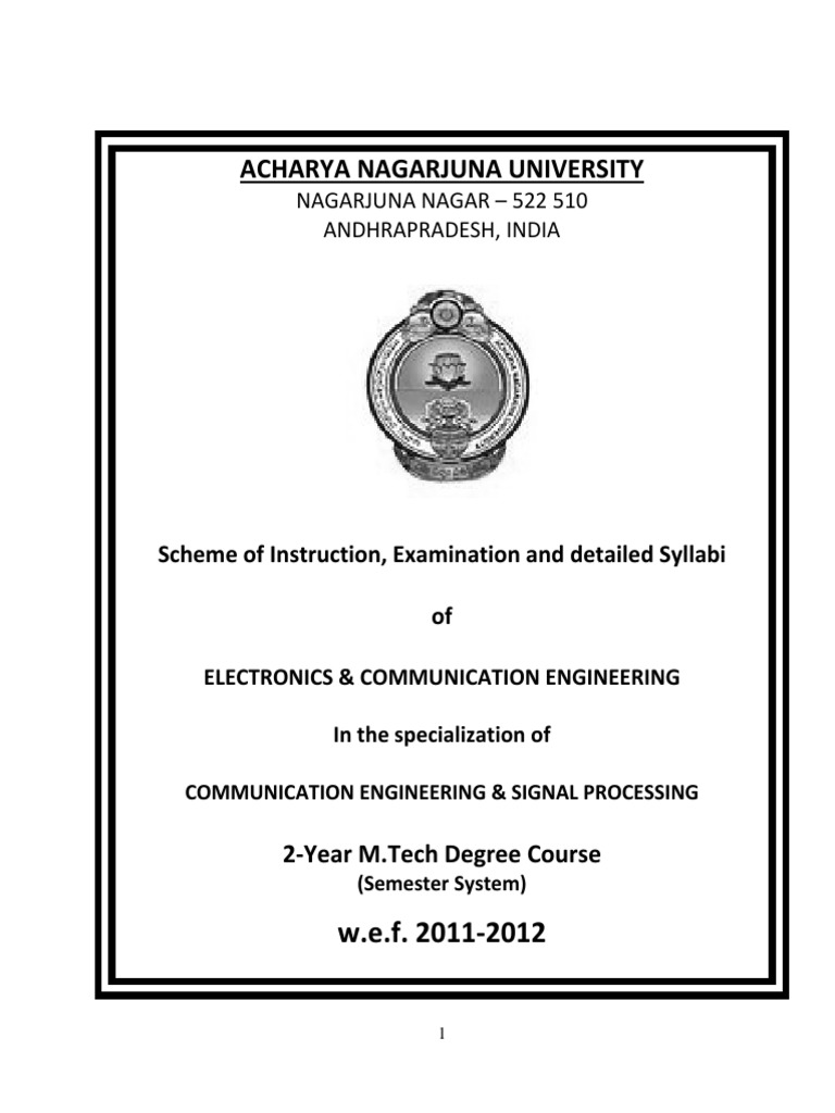 MTech Syllabus ANU ECE CESP Syllabus | PDF | Wavelet | Statistical Classification