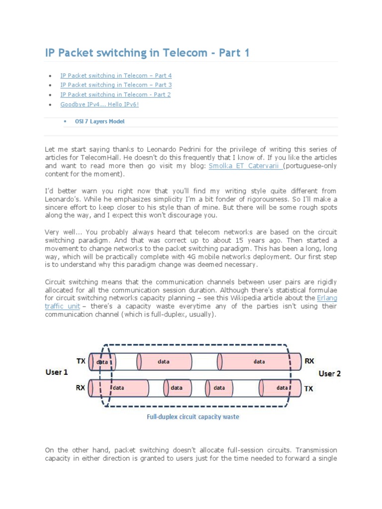 IP Packet Switching in Telecom | PDF | I Pv6 | Session Initiation Protocol