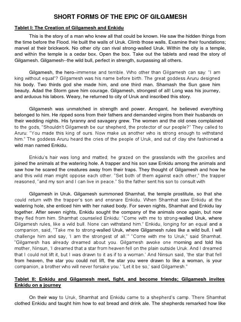 Epic of Gilgamesh: A Hero's Journey | PDF | Epic Of Gilgamesh | Epic Poems