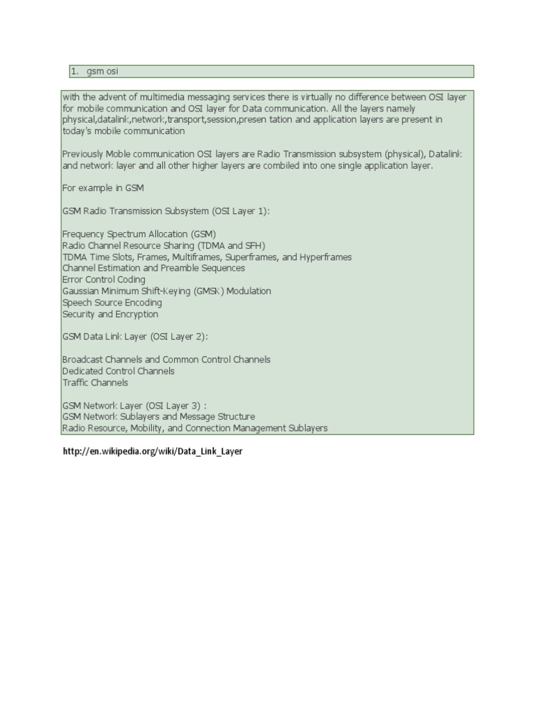 GSM Osi Layer | PDF