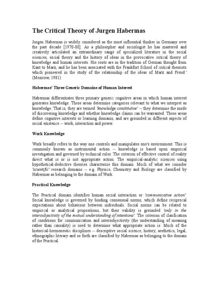 The Critical Theory of Jurgen Habermas | Critical Theory | Jürgen Habermas