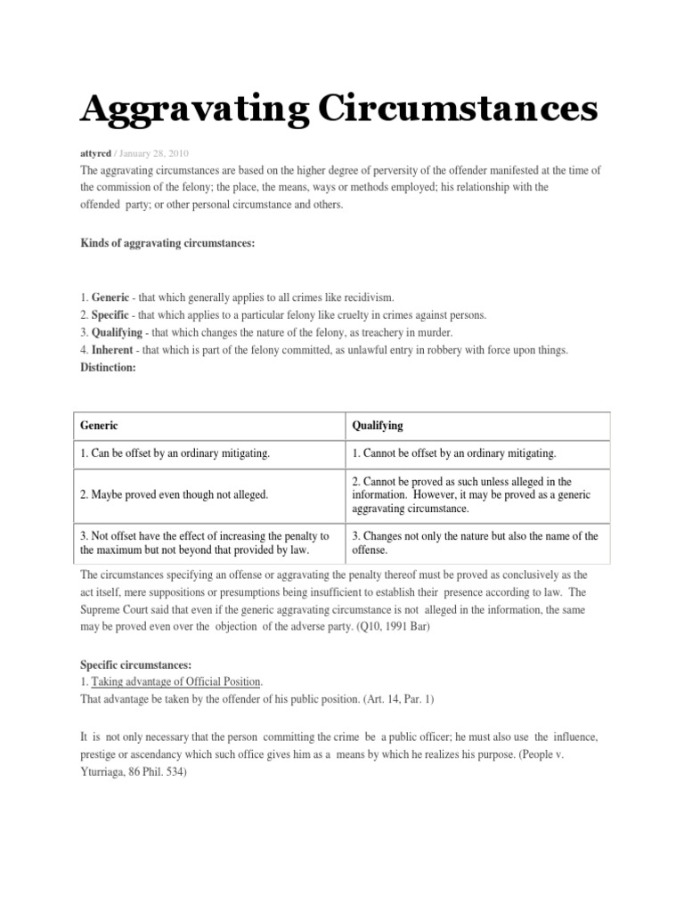 Aggravating Circumstances | PDF | Accomplice | Murder