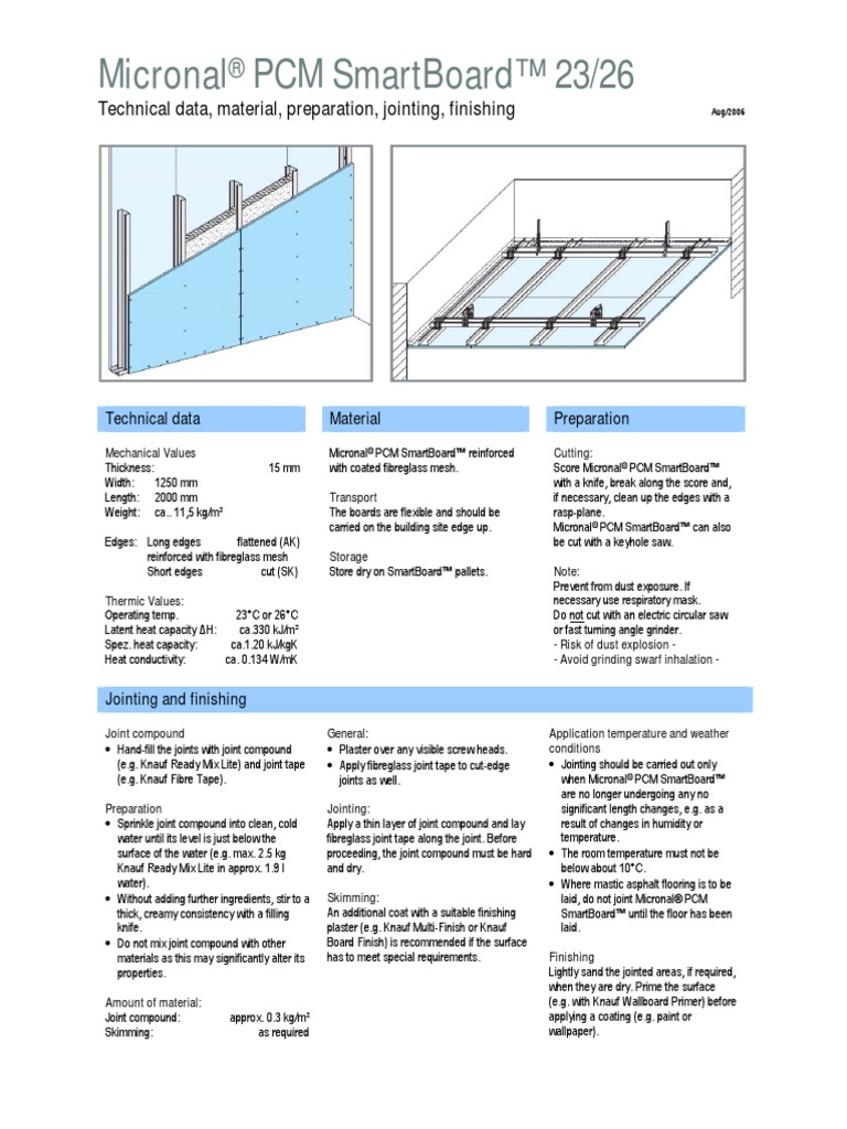 Techn Data PCM SmartBoard E | PDF | Ceiling | Drywall