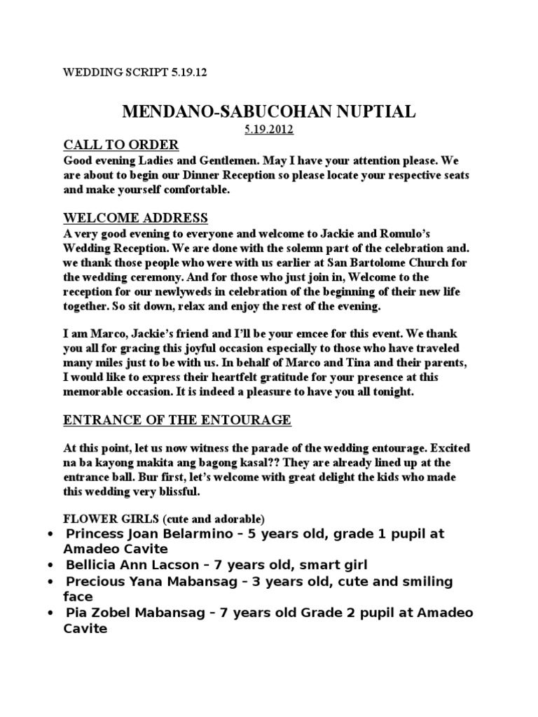 Wedding Script 5 | PDF | Wedding | Bridesmaid