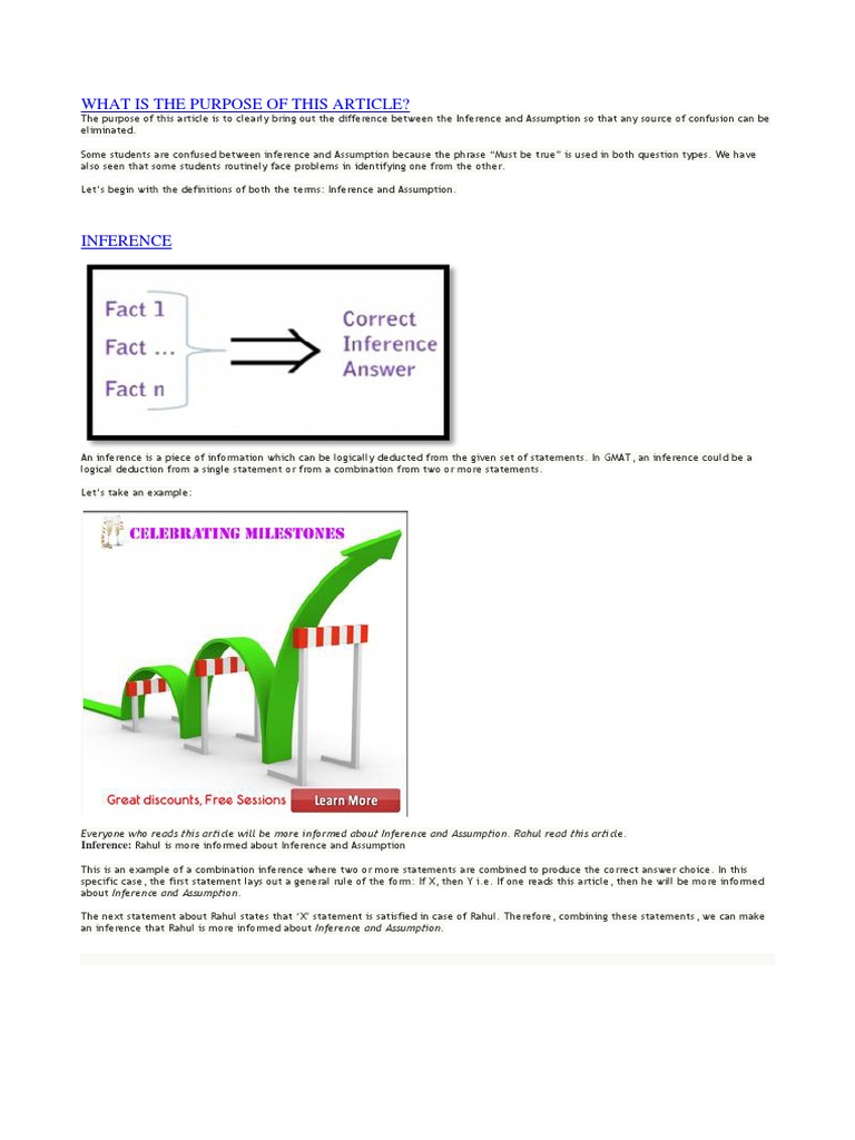 Inference Vs Assumption | PDF | Inference | Truth