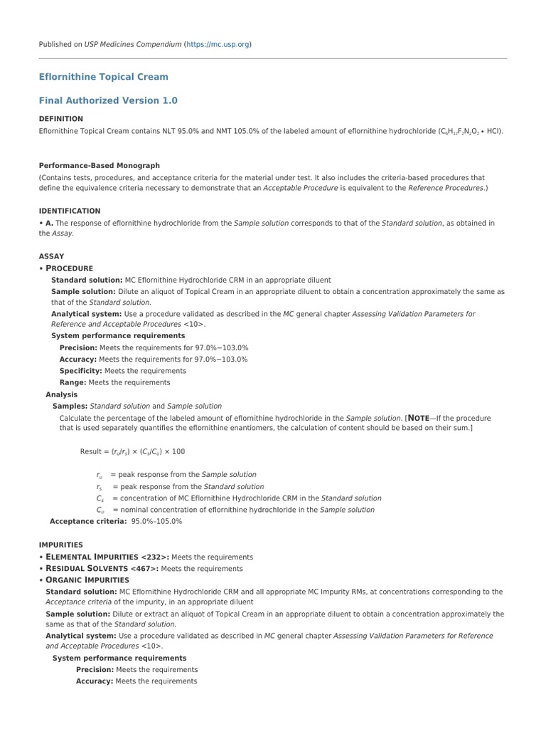 USP Medicines Compendium publishes Eflornithine Topical Cream monograph ...