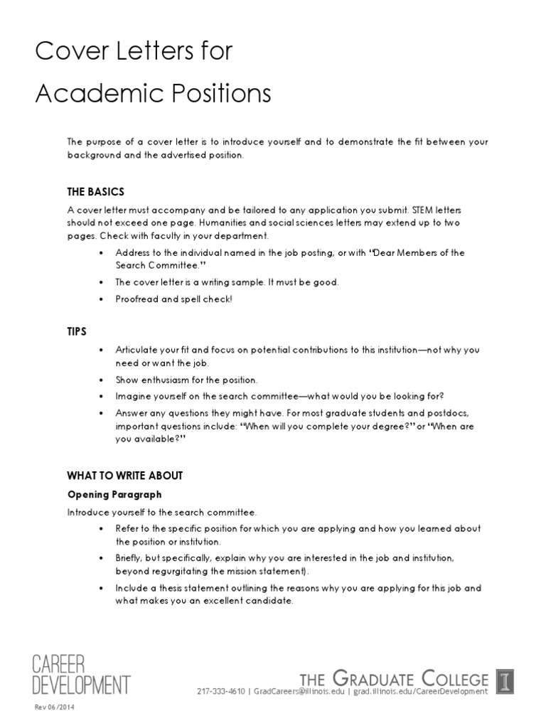 Academic Cover Letter Guide | PDF | Thesis | Graduate School