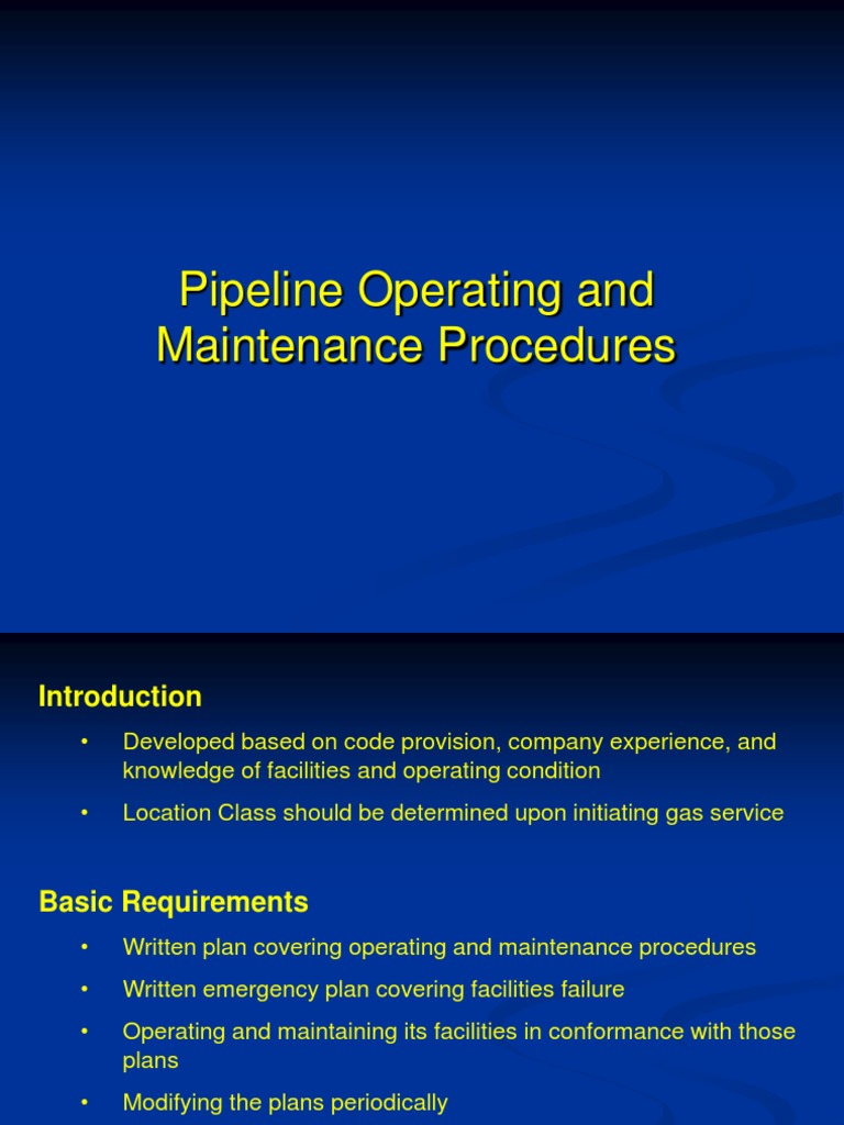 Pipeline Operating and Maintenance Procedures | Pipeline Transport ...