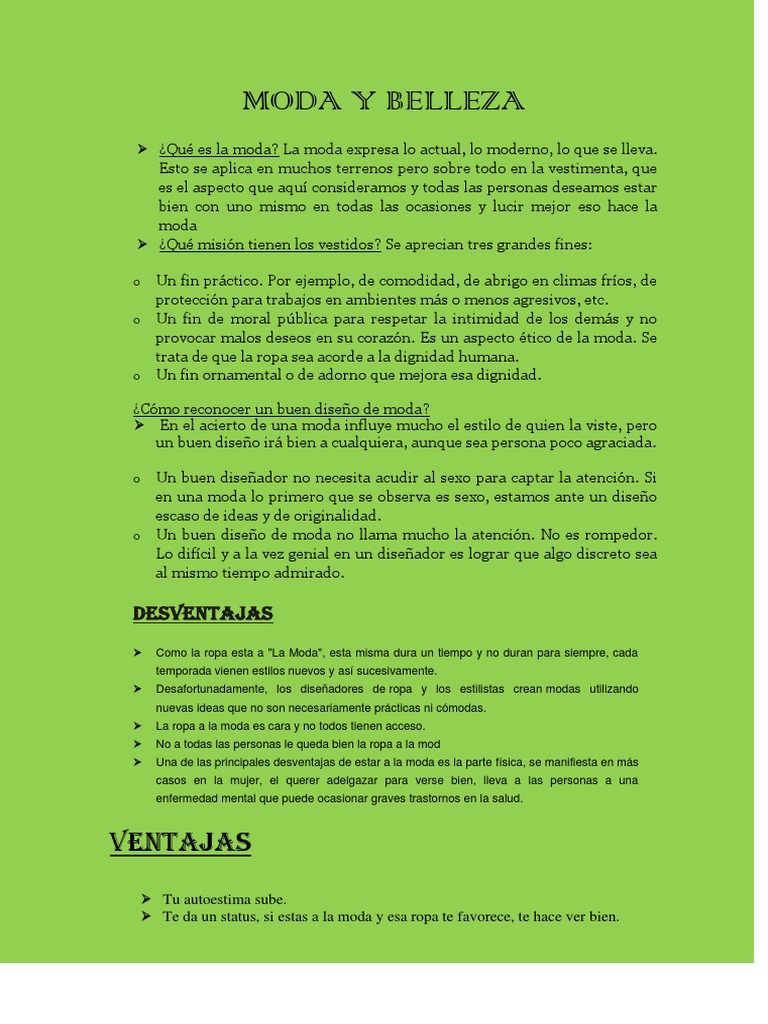 Moda y Belleza | PDF | Moda | Autoestima