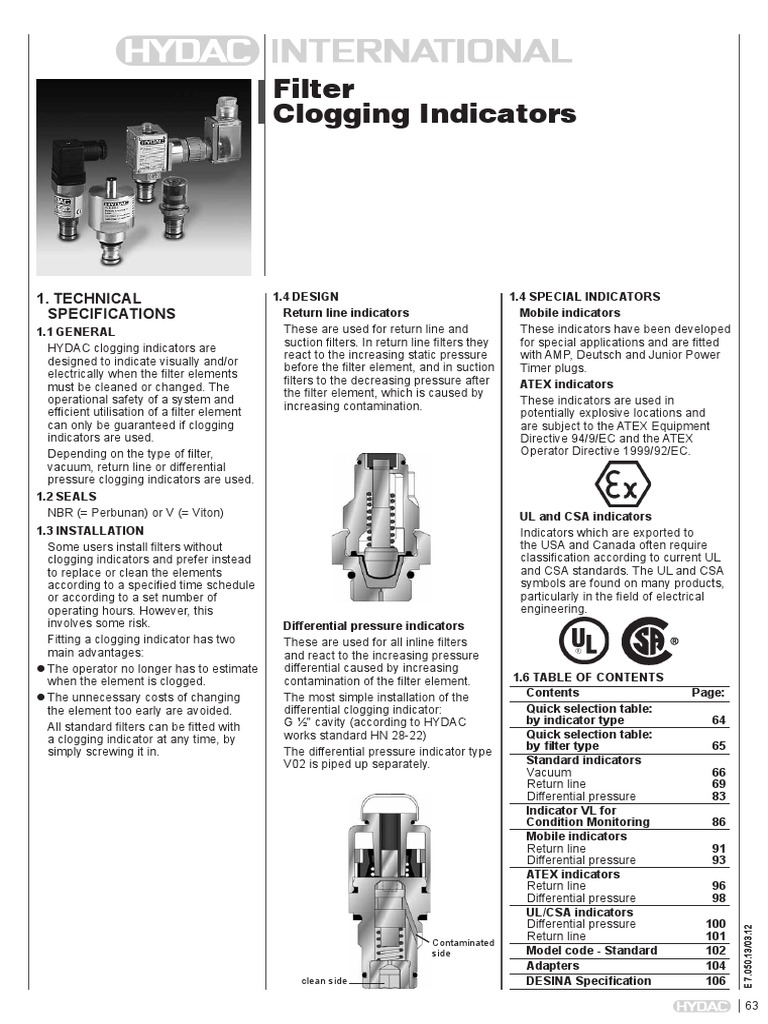 HYDAC Filter Clogging Indicators Guide | PDF | Computers | Technology ...