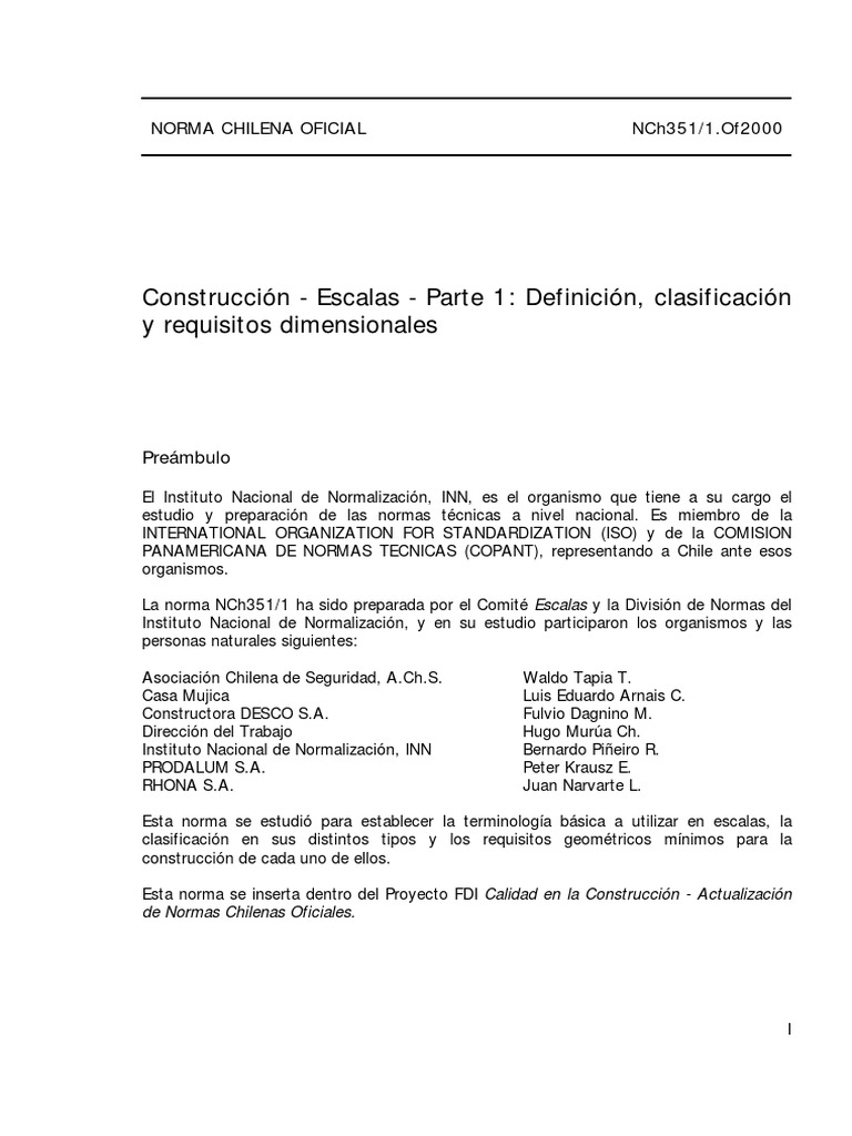 NCh0351 00 Construcciones Escalas | PDF | Chile | Madera