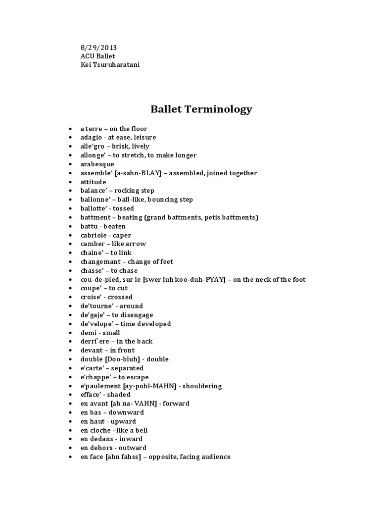Ballet Terminology | PDF
