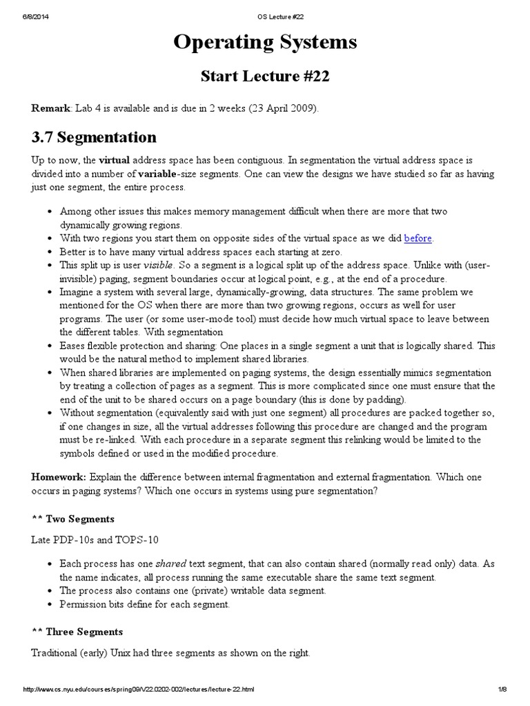 OS Lecture - Segmentation | PDF | File System | Operating System