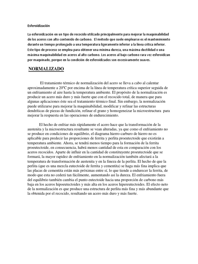 Esferoidización | PDF | Tratamiento a base de calor | Acero
