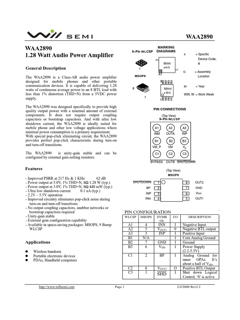 WAA2890DM | PDF | Amplifier | Telecommunications Engineering