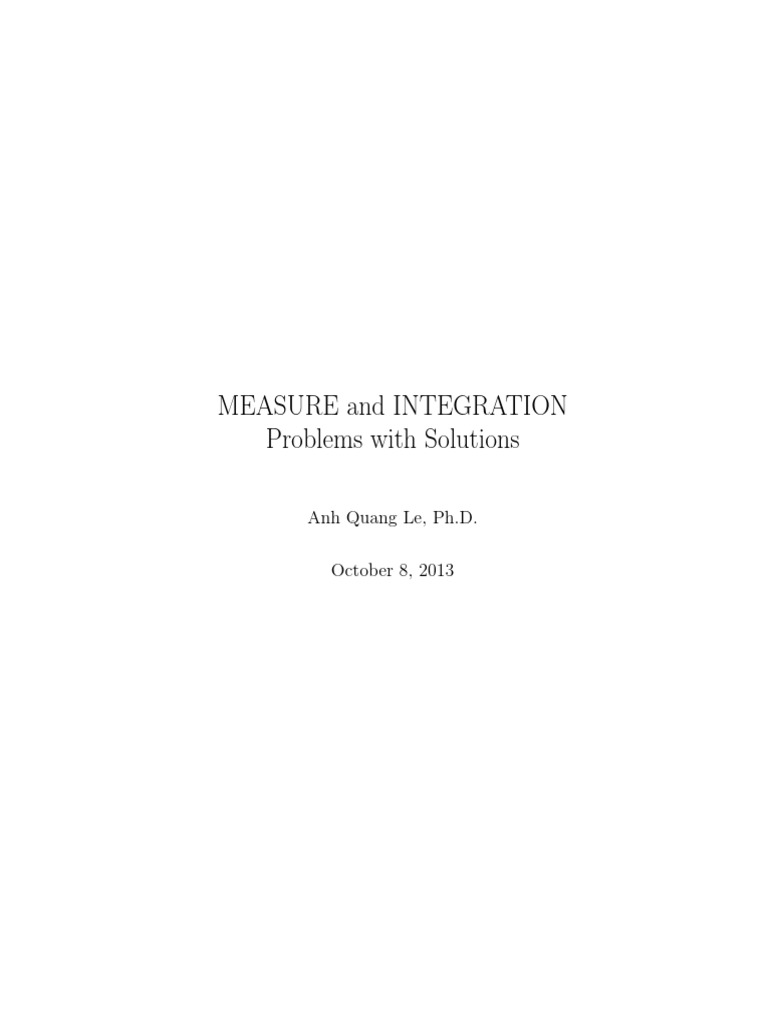 Measure and Integration Full | PDF | Measure (Mathematics) | Lebesgue ...