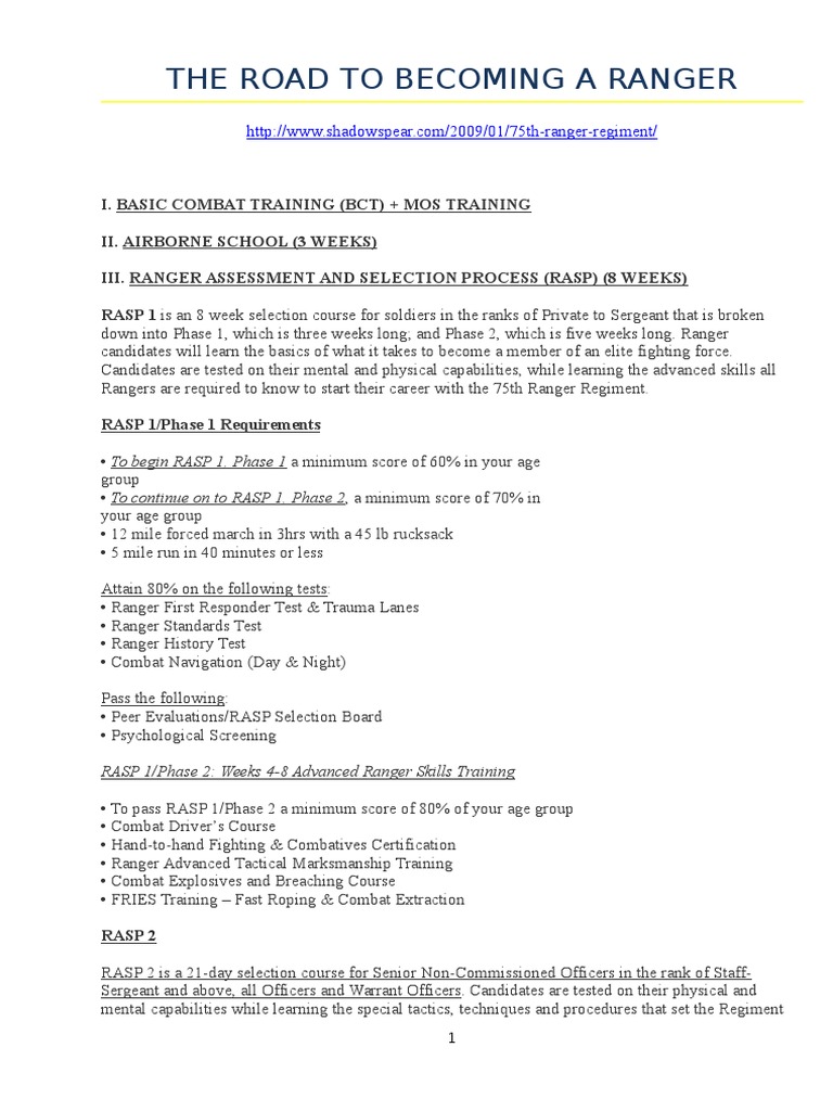 The Road To Becoming A Ranger | PDF | Military | Military Science