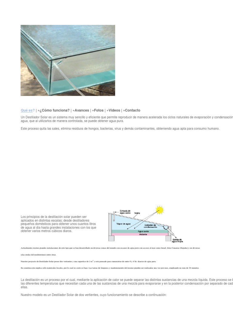 Destilador Solar | PDF | Desalinización | Energía solar