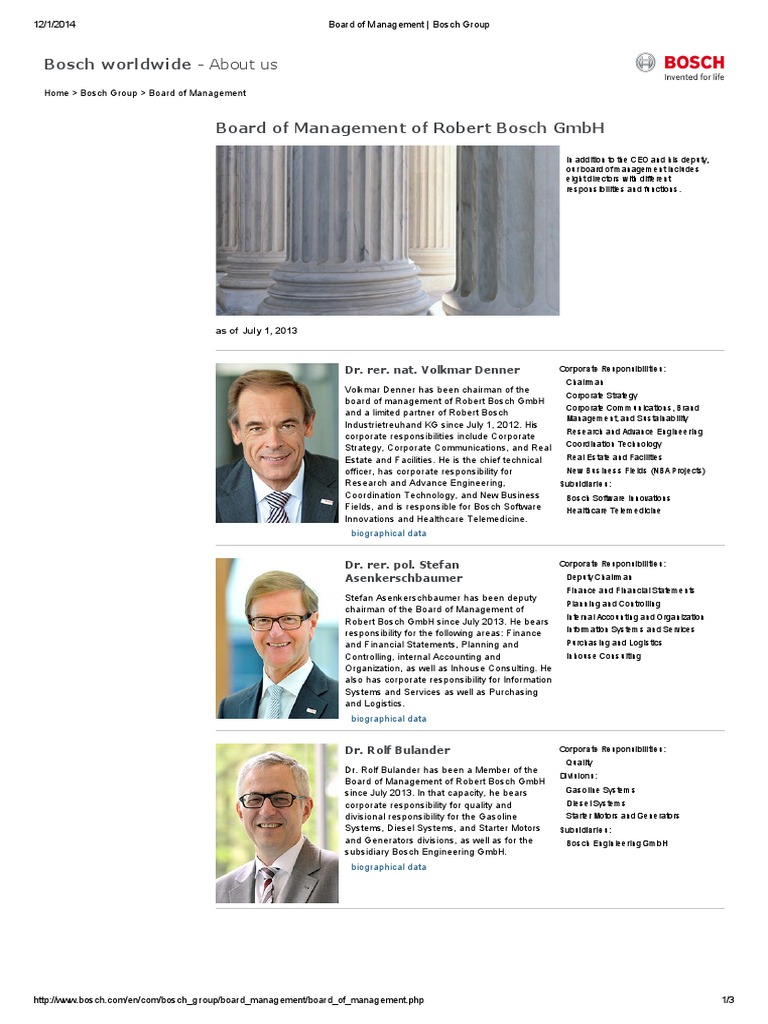 Board of Management _ Bosch Group | Board Of Directors | Business