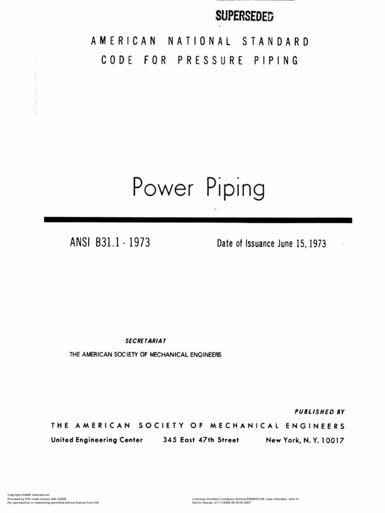 Ansi B31.1 - 1973 | PDF | Copyright | Renting