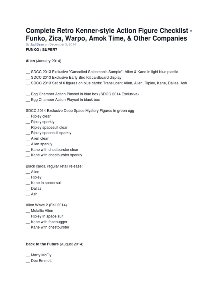 Complete Retro Kenner Action Figure Checklist - ReAction, Warpo, Amok ...