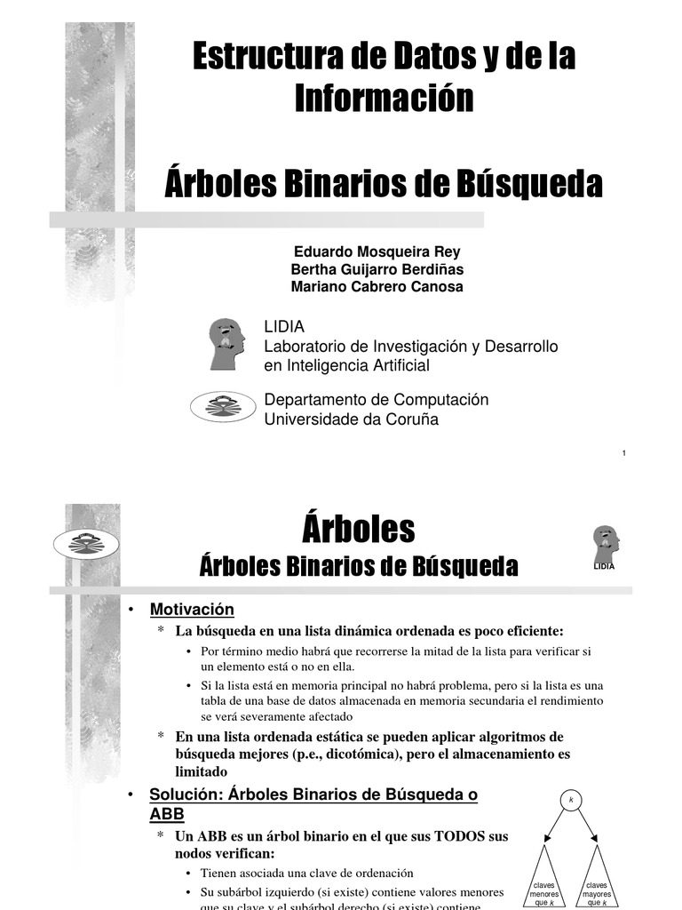 Arboles Binarios De Busqueda Pdf Programación De Computadoras