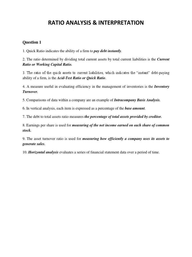 Ratio Analysis and Interpretation | PDF | Revenue | Stocks