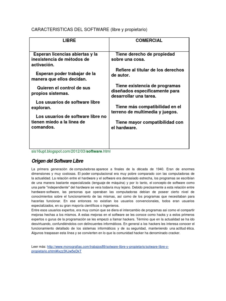 Caracteristicas Del Software | PDF | Software libre | Software