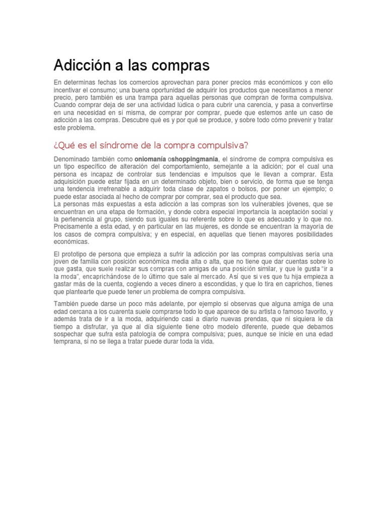 Adicción A Las Compras Pdf Consumo Economía Ciencias Económicas