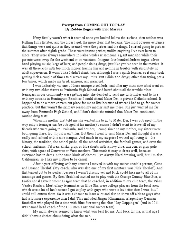 Excerpt From Coming Out To Play | PDF | Sports & Recreation