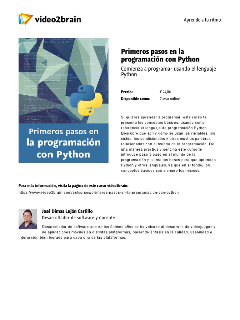 Primeros Pasos en La Programacion Con Python | PDF | Programación de computadoras | Lenguaje de ...