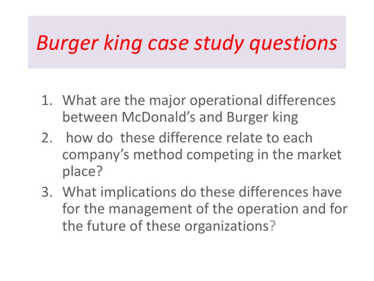 Burger King Case Study Questions | PDF