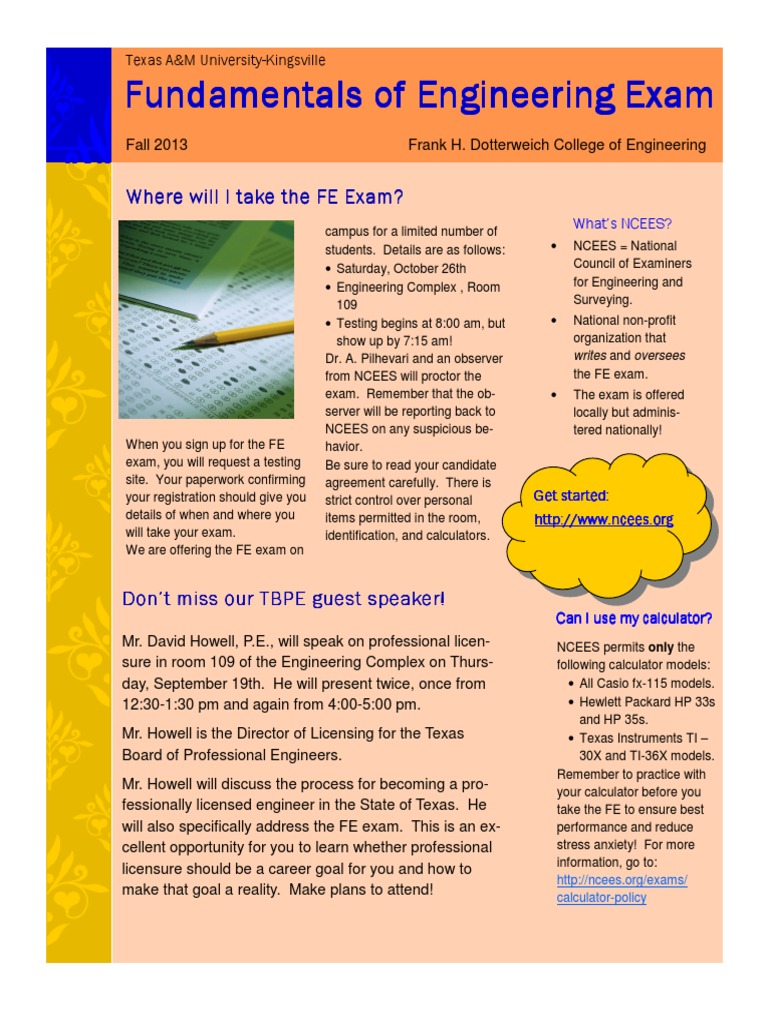 Fundamentals of Engineering Exam | PDF