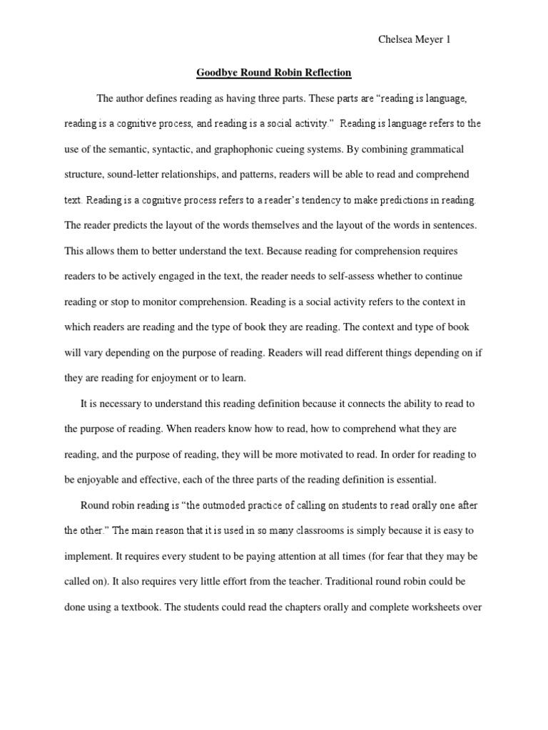 Goodbye Round Robin Reflection | PDF | Reading (Process) | Reading ...