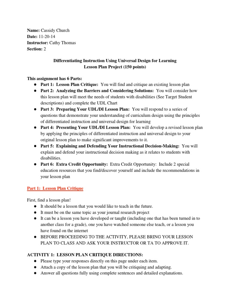 Differentiatedlessonplan-Spc Ed | PDF | Lesson Plan | Differentiated ...