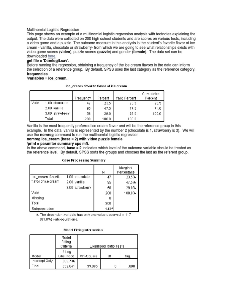 Multinomial Logistic Regression - SPSS | PDF | Logistic Regression ...