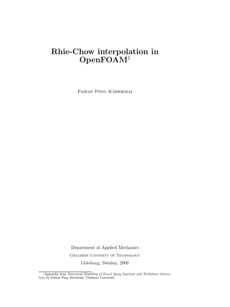 Rhie-Chow Interpolation in OpenFOAM | PDF | Euclidean Vector | Momentum