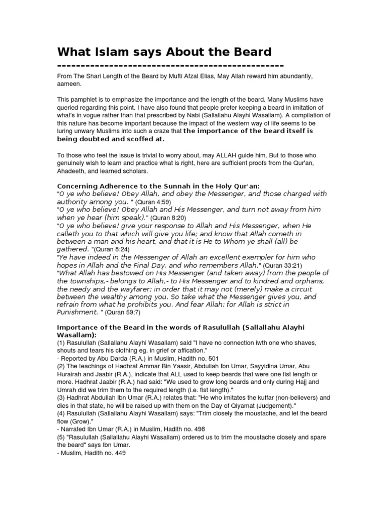 What Islam Says About The Beard | PDF | Prophets And Messengers In ...