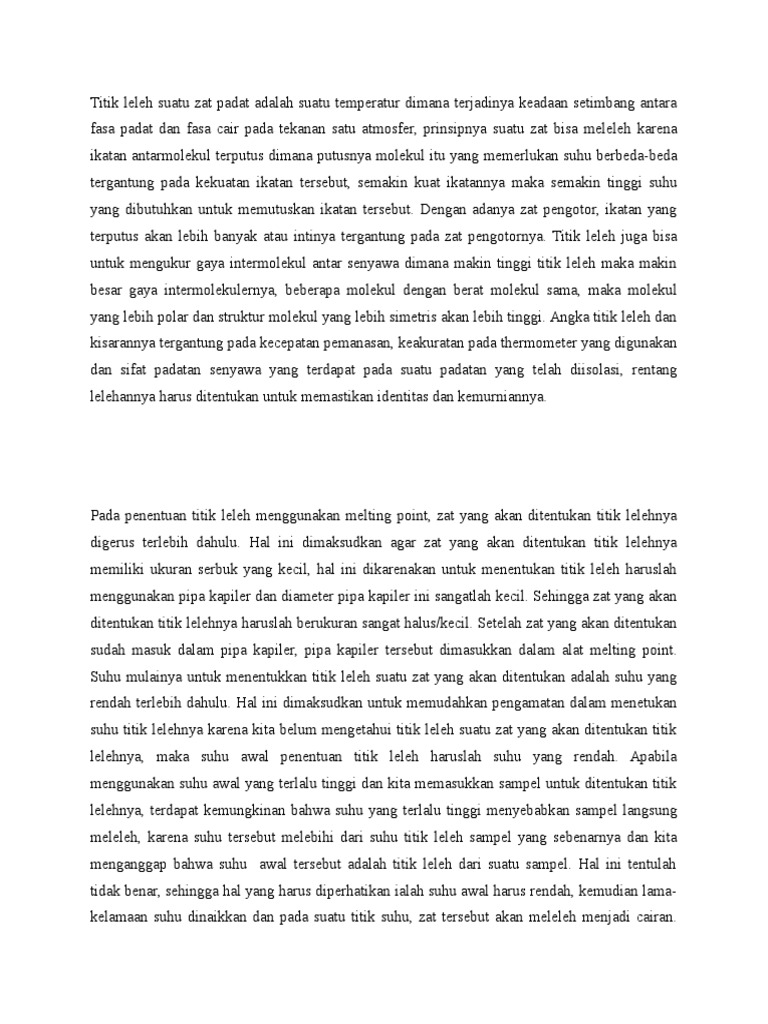 Dasar Teori Dan Pembahasan Titik Lebur | PDF