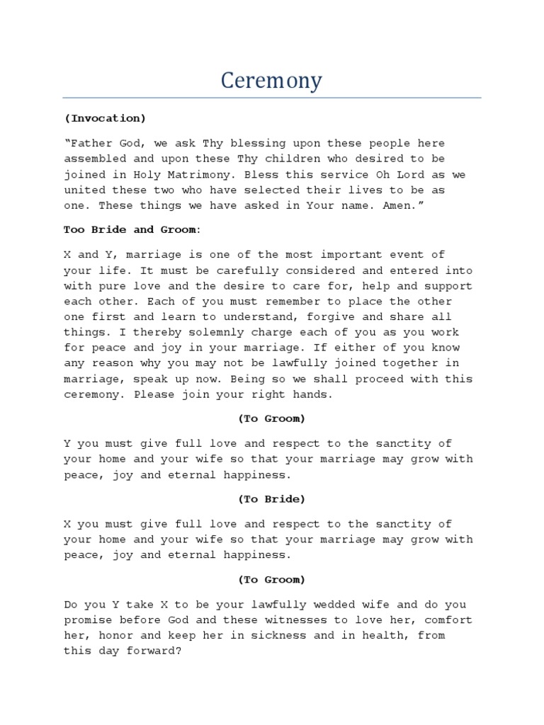 Ceremony: (Invocation) | PDF | Wedding | Sacred