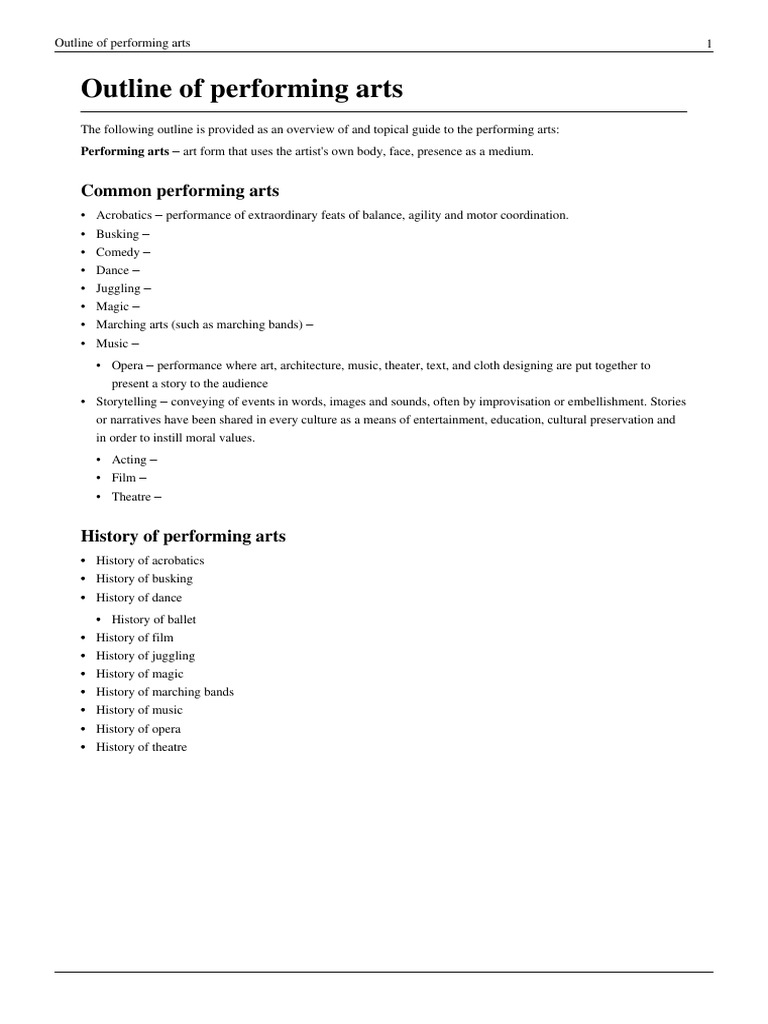 Overview of Performing Arts Types | PDF | Performing Arts | Theatre